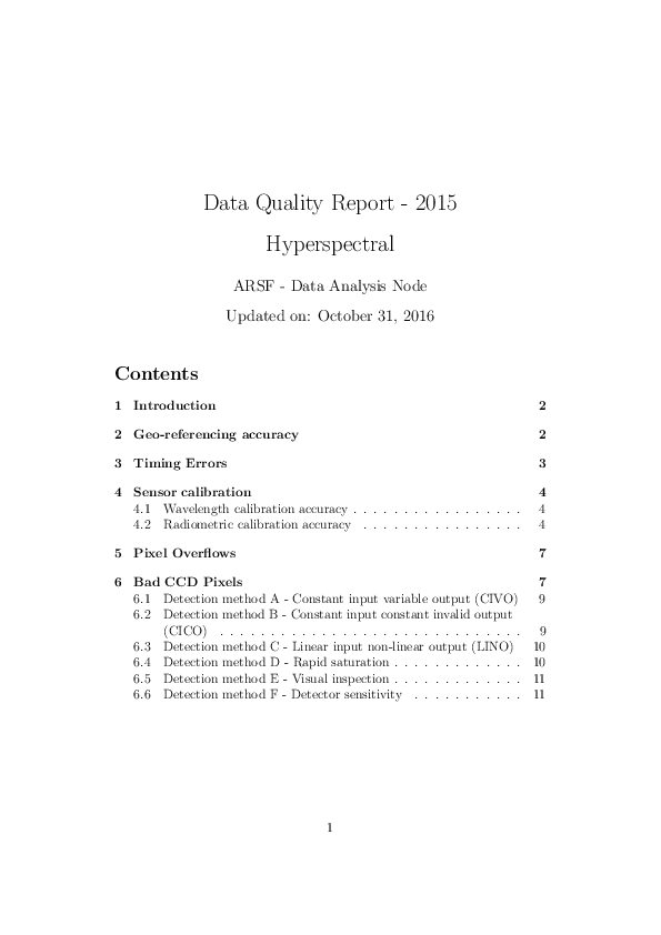 (PDF) NERC-ARSF-DAN Hyperspectral data quality report 2015