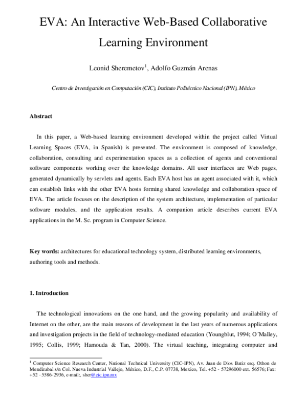 (PDF) EVA: an interactive Web-based collaborative learning environment
