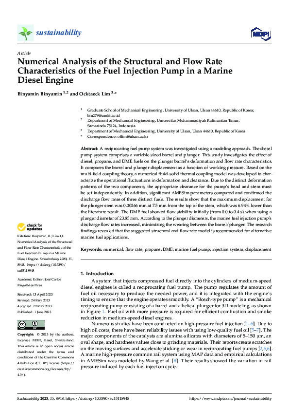 (PDF) Numerical Analysis of the Structural and Flow Rate Characteristics of the Fuel Injection ...