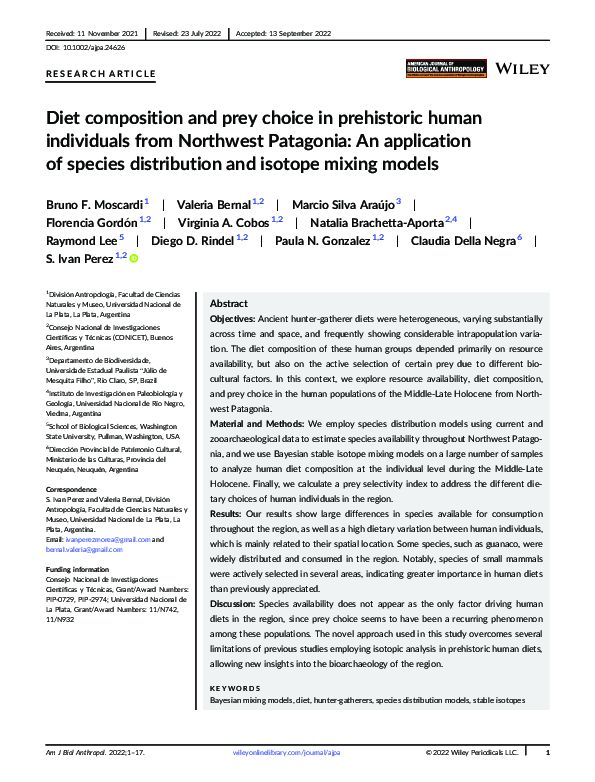 (PDF) Diet composition and prey choice in prehistoric human individuals ...