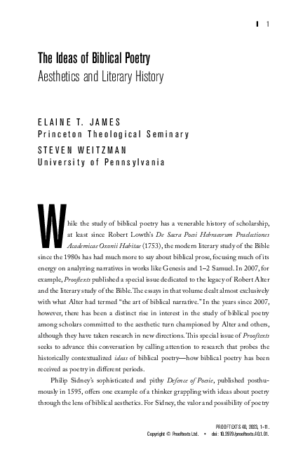 (PDF) The Ideas of Biblical Poetry : Aesthetics and Literary History