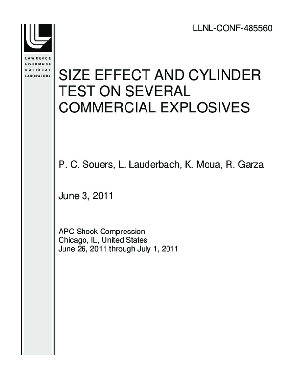(PDF) Size effect and cylinder test on several commercial explosives