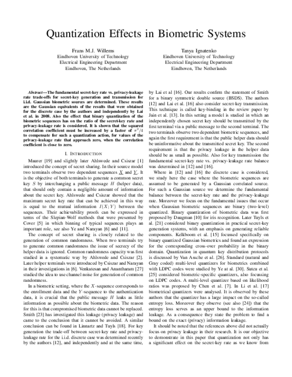 (PDF) Quantization effects in biometric systems