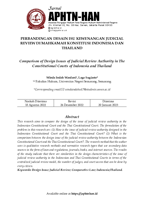 (PDF) PERBANDINGAN DESAIN ISU KEWENANGAN JUDICIAL REVIEW DI MAHKAMAH ...