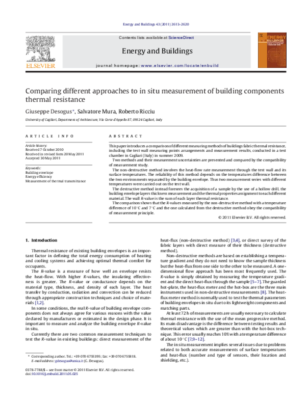 (PDF) Comparing different approaches to in situ measurement of building ...