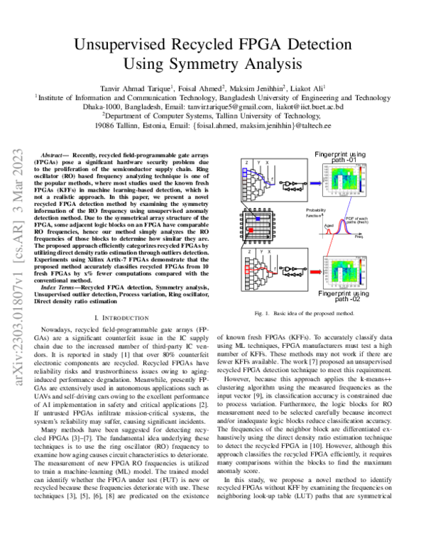 (PDF) Unsupervised Recycled FPGA Detection Using Symmetry Analysis