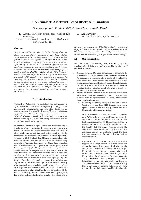 (PDF) BlockSim-Net: a network-based blockchain simulator