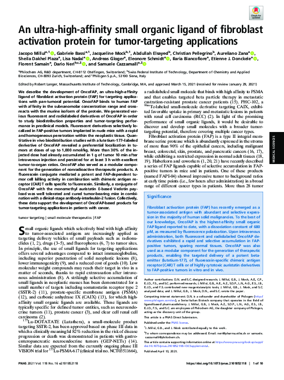 (PDF) An ultra-high-affinity small organic ligand of fibroblast ...