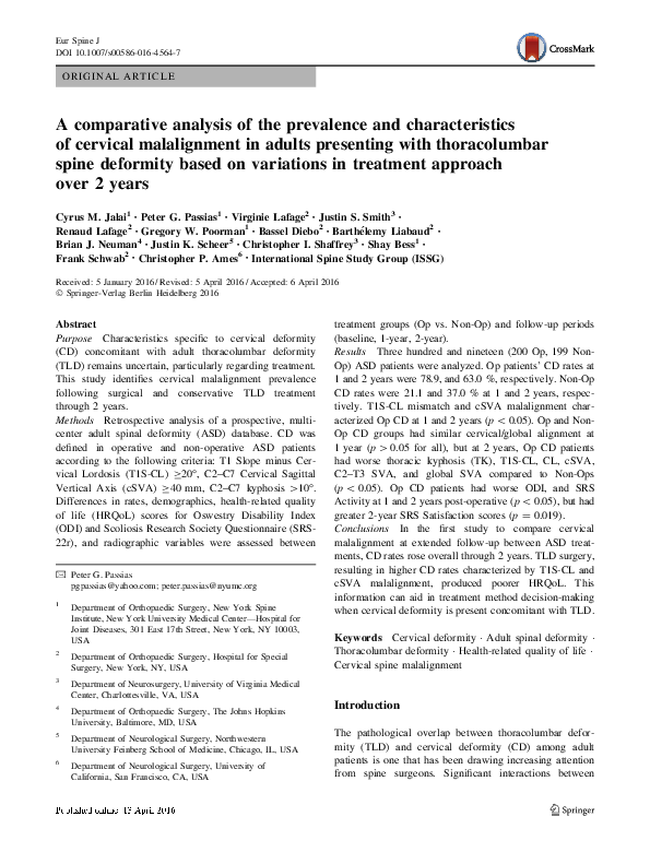 (PDF) A comparative analysis of the prevalence and characteristics of cervical malalignment in ...