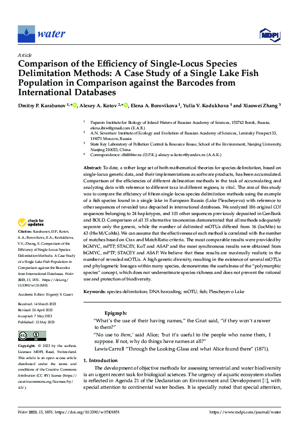 (PDF) Comparison of the Efficiency of Single-Locus Species Delimitation ...