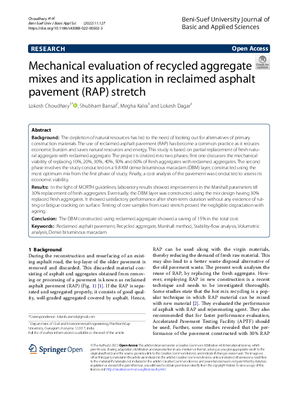 (PDF) Mechanical evaluation of recycled aggregate mixes and its application in reclaimed asphalt ...