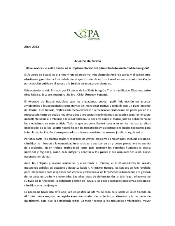 (PDF) Acuerdo de Escazu segundo documento