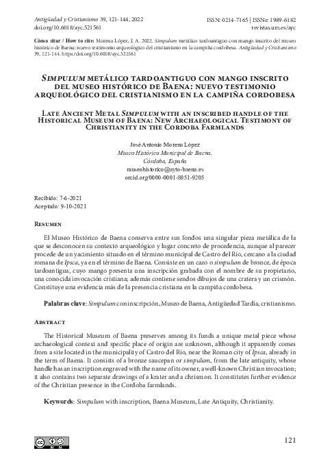 (PDF) SIMPULUM METÁLICO TARDOANTIGUO CON MANGO INSCRITO DEL MUSEO ...