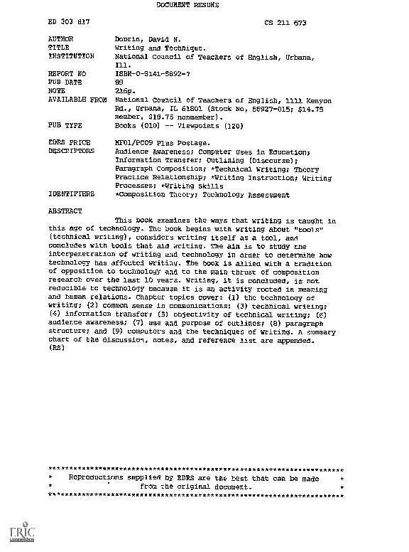 (PDF) Writing and Technique | David Dobrin - Academia.edu