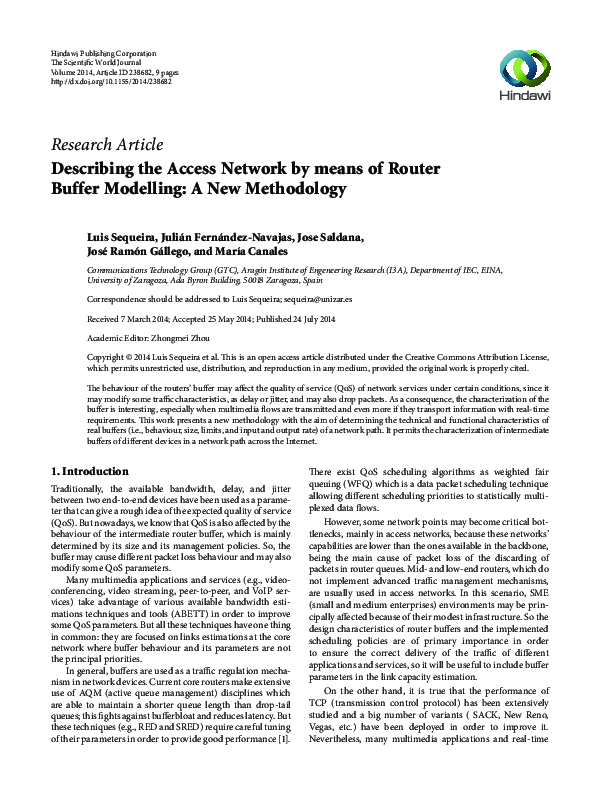 (PDF) Describing the Access Network by means of Router Buffer Modelling: A New Methodology