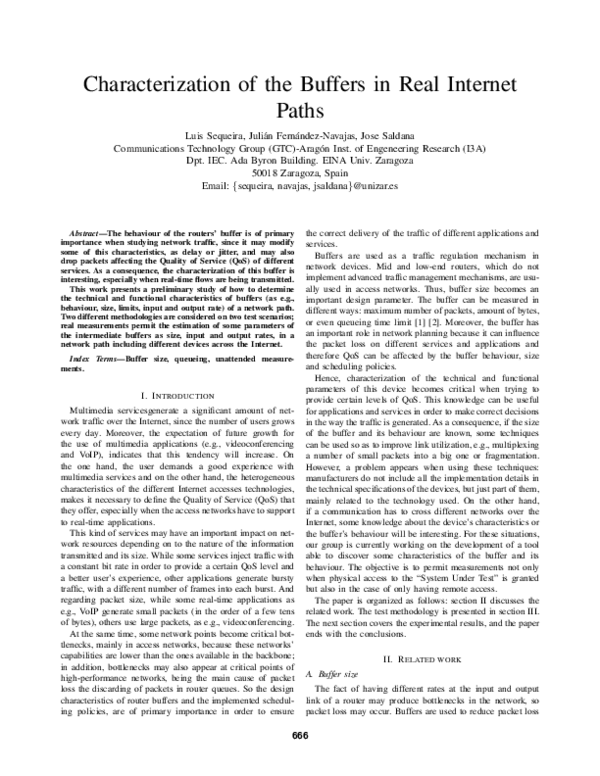 (PDF) Characterization of the buffers in real Internet paths