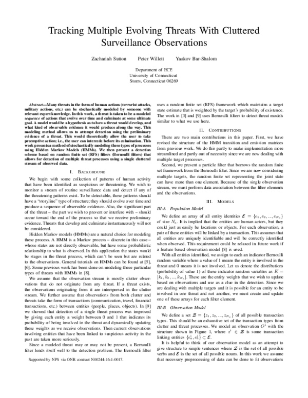 (PDF) Tracking Multiple Evolving Threats with Cluttered Surveillance Observations