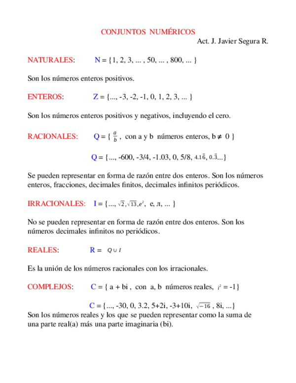 (PDF) Conjuntos Numéricos