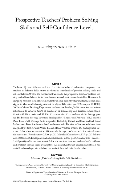 (PDF) Prospective Teachers' Problem Solving Skills and Self