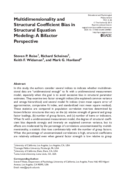 (PDF) Multidimensionality and Structural Coefficient Bias in Structural ...