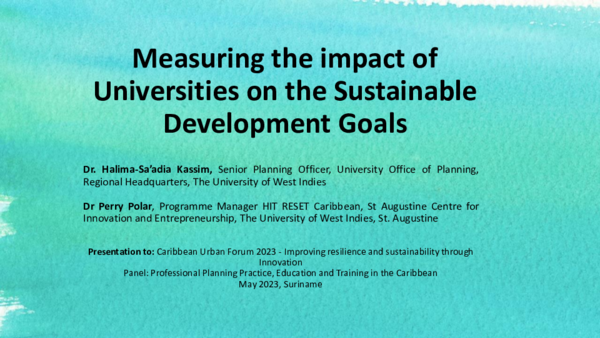 (PDF) Measuring the impact of Universities on the SDGs - final