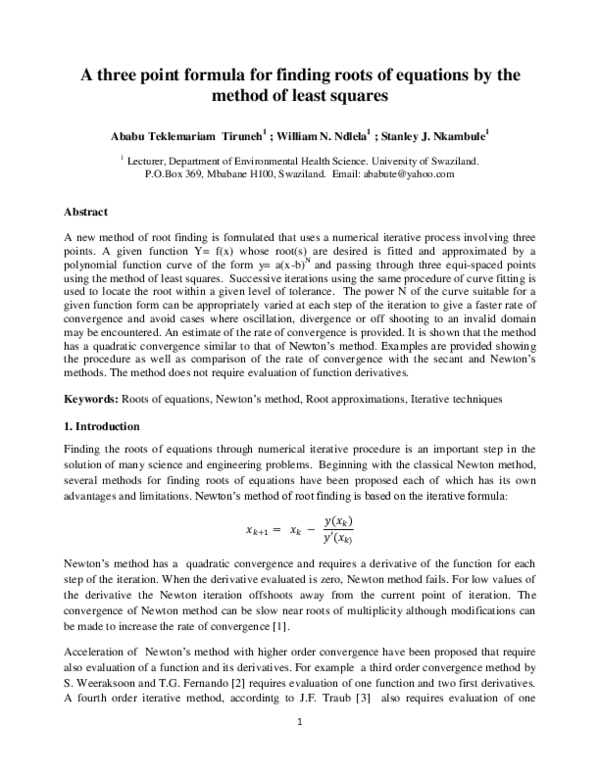 (PDF) Three-Point Least Squares Root Finding Method