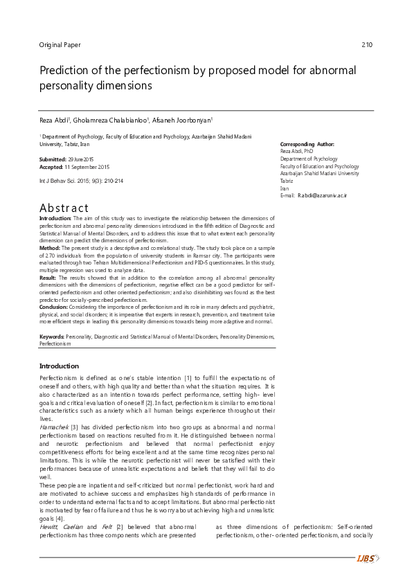 (PDF) Prediction of the perfectionism by proposed model for abnormal ...