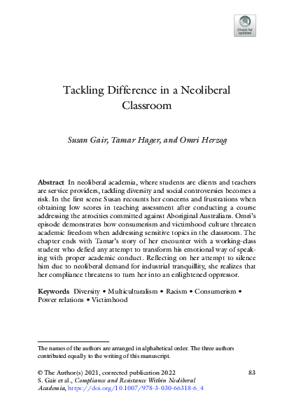 (PDF) Tackling Difference in a Neoliberal Classroom