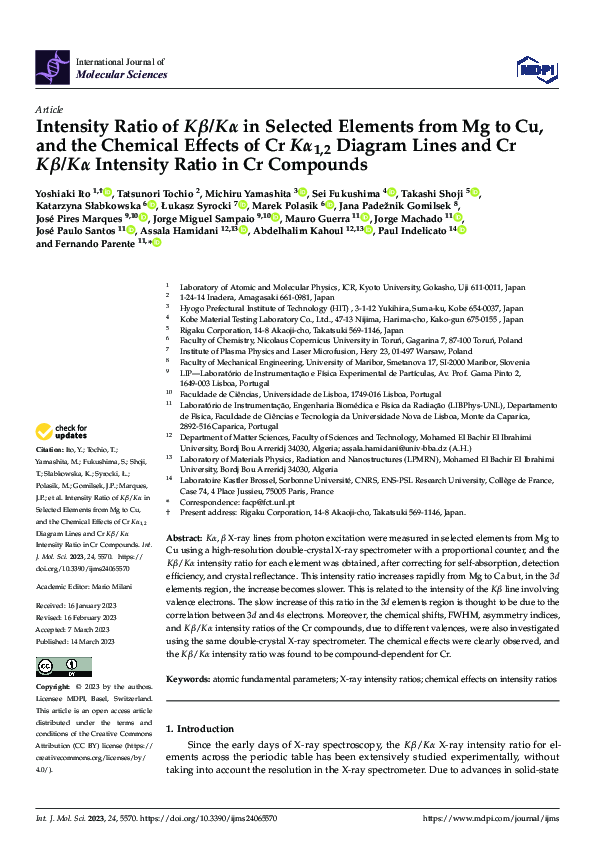 (PDF) Intensity Ratio of Kβ/Kα in Selected Elements from Mg to Cu, and ...