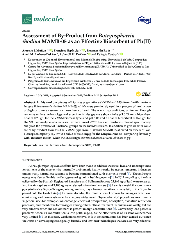 (PDF) Assessment of By-Product from Botryosphaeria rhodina MAMB-05 as ...
