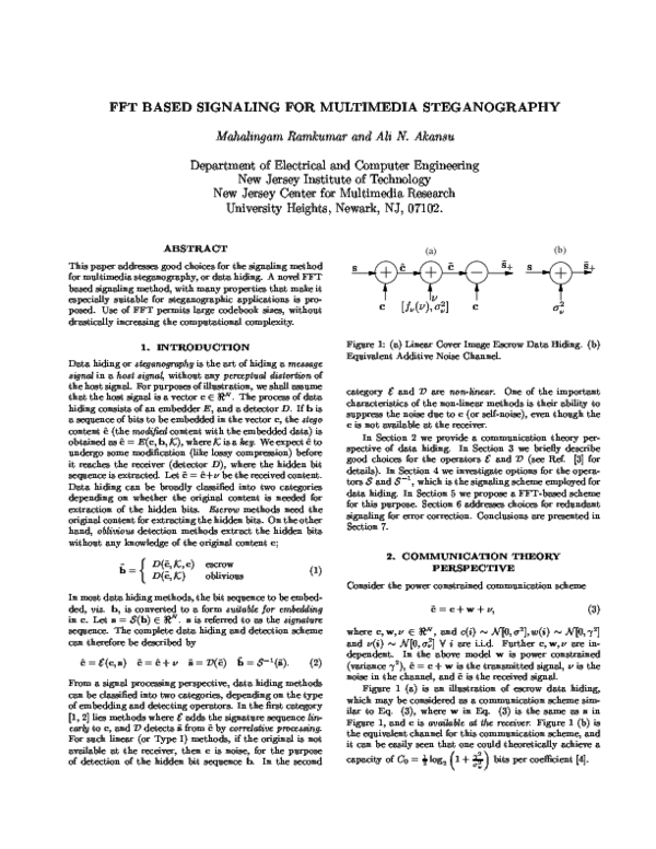 (PDF) FFT based signaling for multimedia steganography