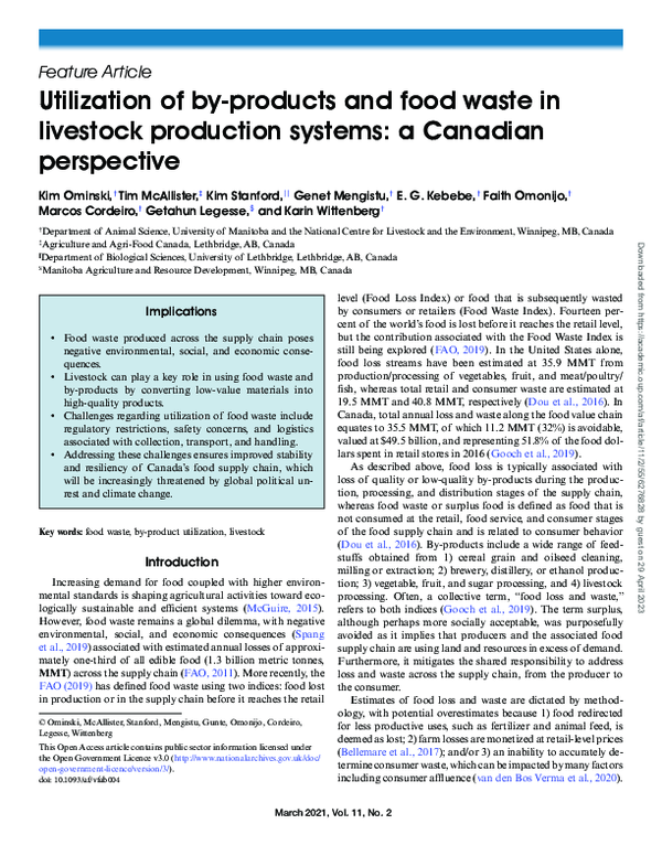 (PDF) Utilization of by-products and food waste in livestock production ...