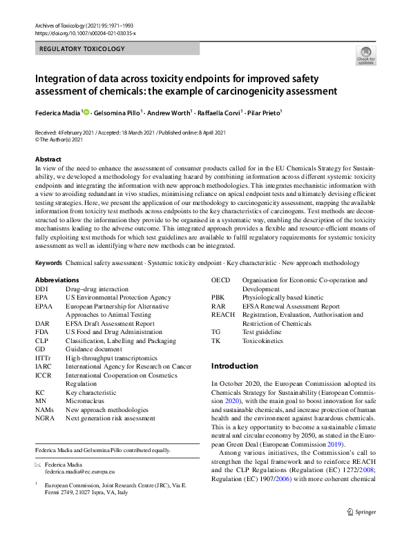 (PDF) Integration of data across toxicity endpoints for improved safety ...