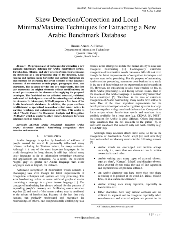 (PDF) Skew Detection/Correction and Local Minima/Maxima Techniques for ...
