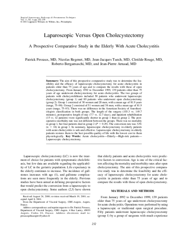 (PDF) Laparoscopic Versus Open Cholecystectomy