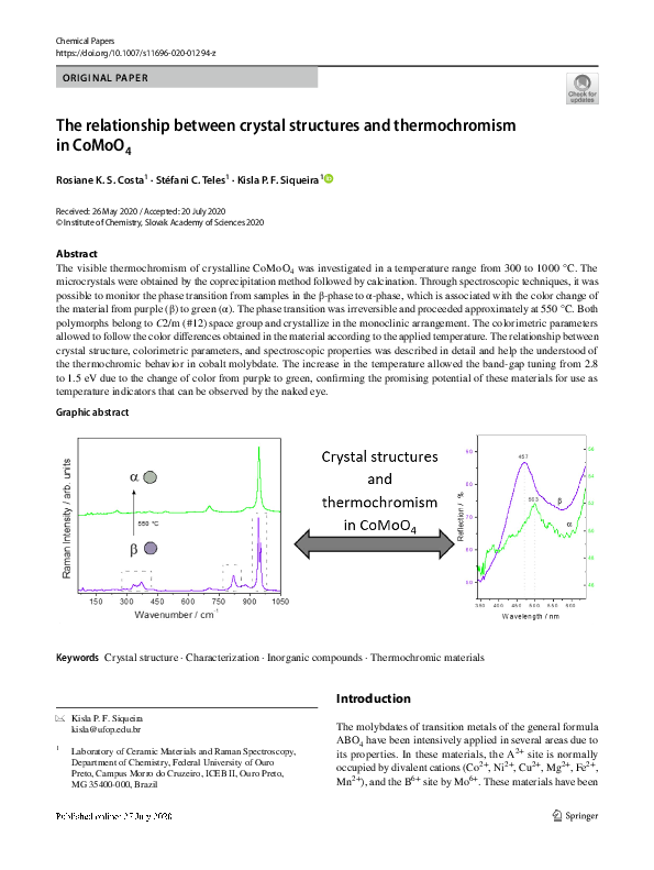 (PDF) The relationship between crystal structures and thermochromism in ...