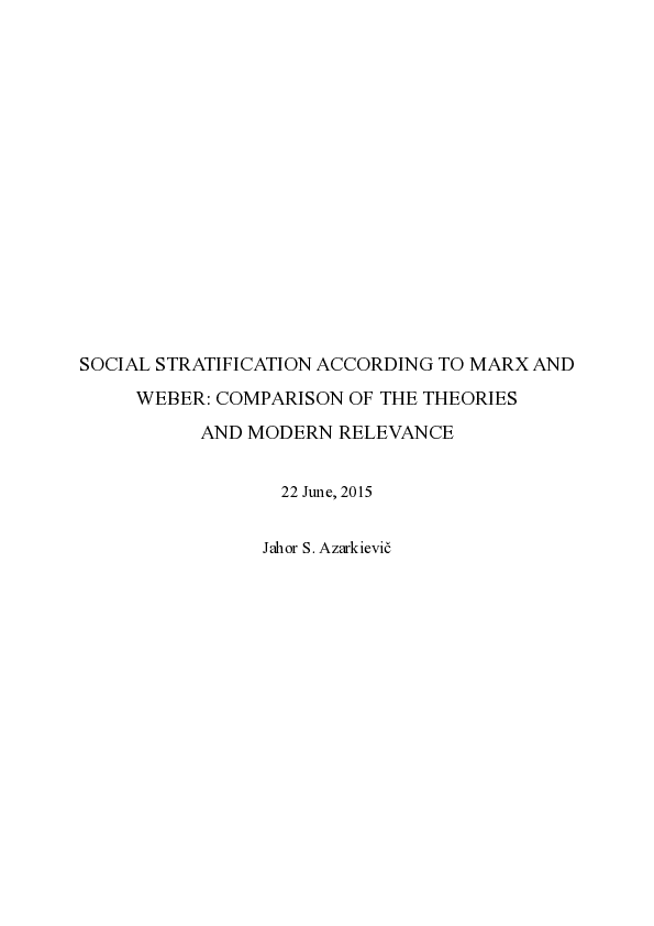 (PDF) Social Stratification According to Marx