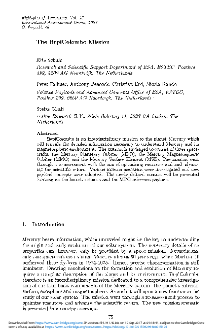(PDF) The BepiColombo Mission