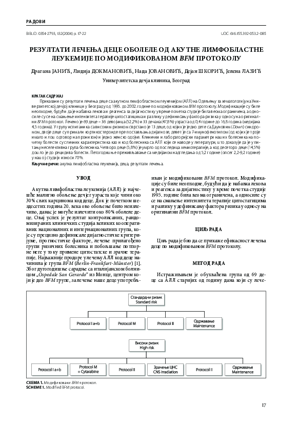 (PDF) Treatment results of children with Acute Lymphoblastic Leukemia ...