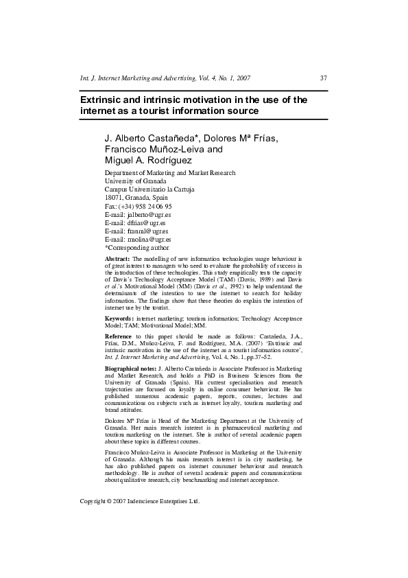 (PDF) Extrinsic and intrinsic motivation in the use of the internet as ...