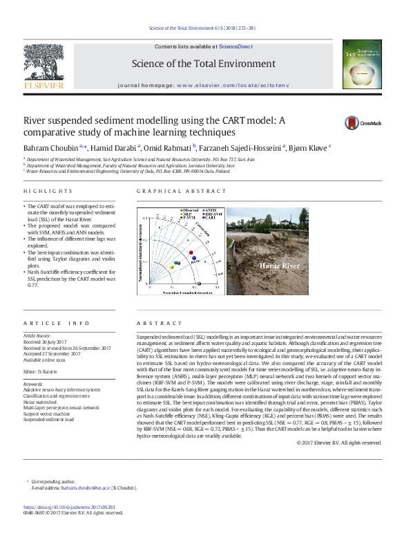 (PDF) River suspended sediment modelling using the CART model: A comparative study of machine ...