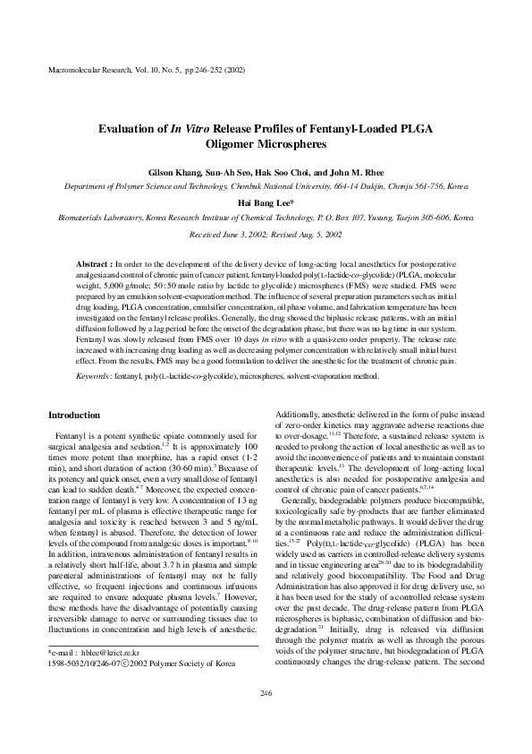 (PDF) Evaluation ofin vitro release profiles of fentanyl-loaded PLGA ...