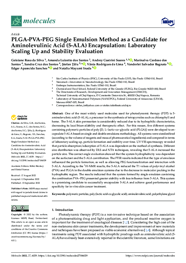 (PDF) PLGA-PVA-PEG Single Emulsion Method as a Candidate for ...