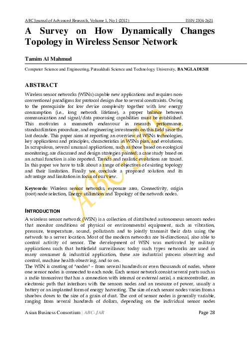 (PDF) A Survey on How Dynamically Changes Topology in Wireless Sensor Network