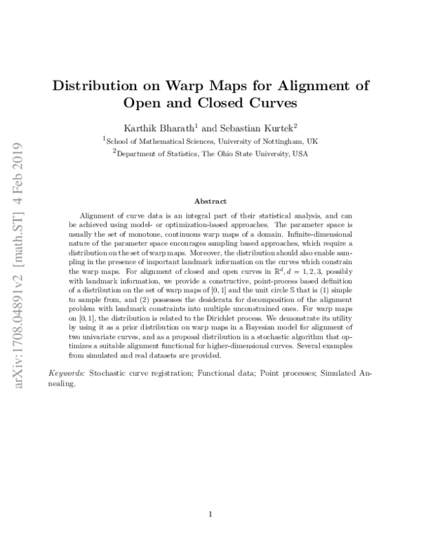 (PDF) Distribution on Warp Maps for Alignment of Open and Closed Curves