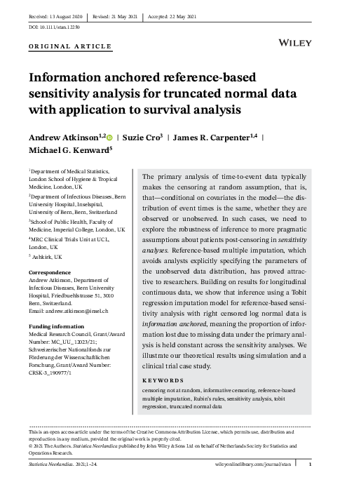 (PDF) Information anchored reference‐based sensitivity analysis for truncated normal data with ...