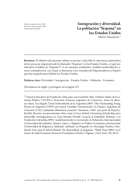 (PDF) Inmigración y diversidad.; La población “hispana” en los Estados ...