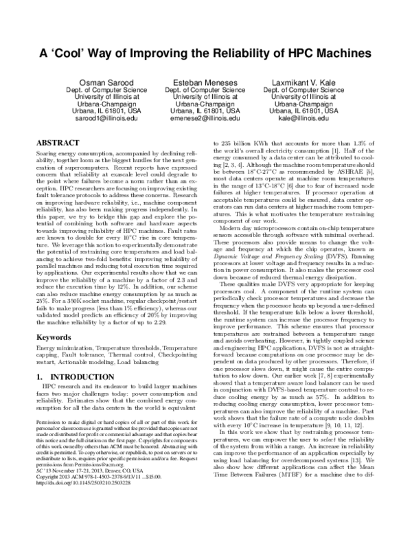 (PDF) A 'cool' way of improving the reliability of HPC machines