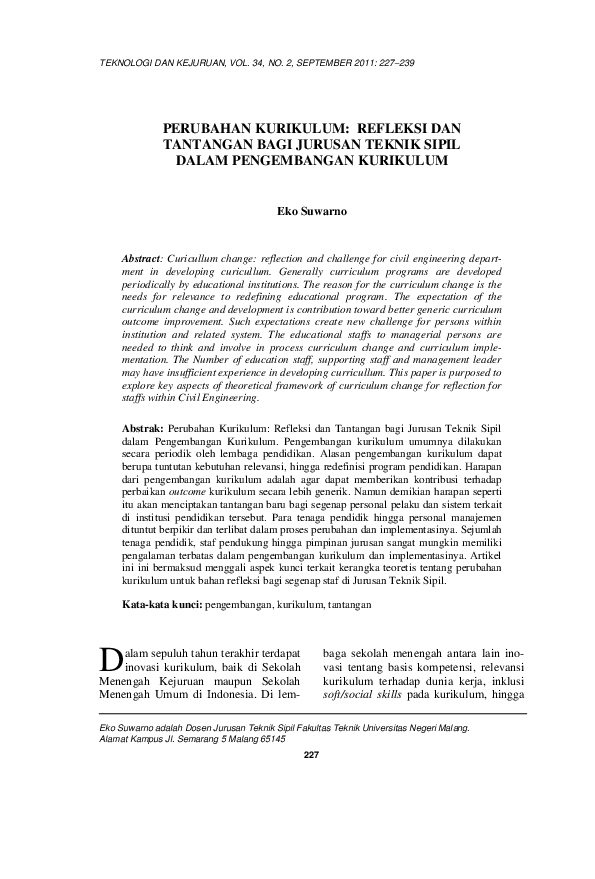 (PDF) 227 239 Eko Suwarno adalah Dosen Jurusan Teknik Sipil Fakultas Teknik Universitas Negeri ...