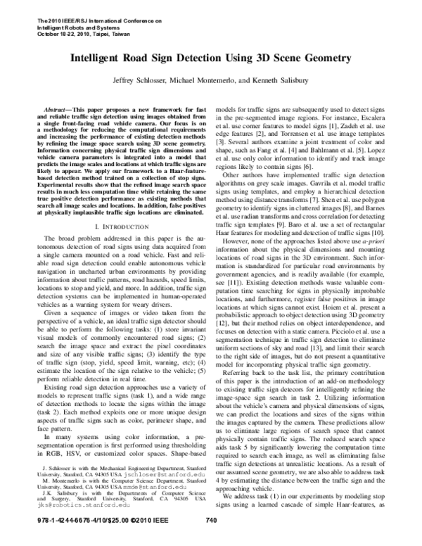 (PDF) Intelligent road sign detection using 3D scene geometry | Kenneth ...
